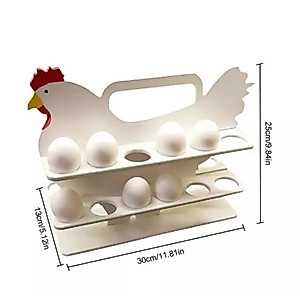 Wooden Egg Basket Holder Chicken Hen Shaped Egg Storage Basket Rack Display 24 Eggs (Rack only)