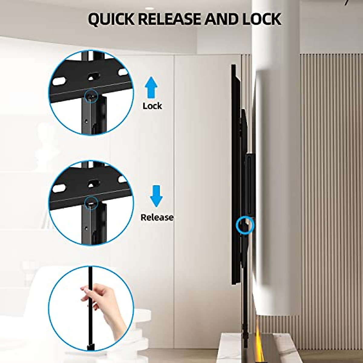 HOME VISION TV Wall Mount Fixed, Low Profile TV Mount, Wall Mount TV Bracket for Most 26-55 inch TVs with Max VESA 400X400mm up to 99lbs Fits 16'' Wood Studs, Quick Release Lock