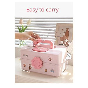 JRIQH Hair AccessoriesOrganizer for Girls,Lockable 3-layers Folding Craft Organizers,Multipurpose Storage Case for Hair Accessories,Jewelry,Arts & Crafts,Makeup accessories