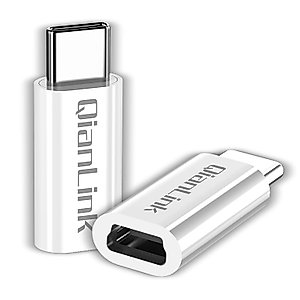 Mini USB to USB C Adapter, (2-Pack) Mini USB Female to USB C Male Convert Charging & Data Sync Compatible with Samsung Galaxy S10 S9 S8 Plus Note 9 8, LG V40 V35 V30 V20 G7 G6 G5,Moto Z2 Z3