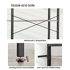 VASAGLE 6-Tier Tall Bookshelf, Large Bookcase with Steel Frame, Deep Book Shelf for Living Room, Home Office, Study, 11.8 x 31.5 x 73.2 Inches, Industrial Style, Greige and Black ULLS082B02