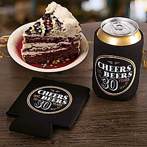 30th Birthday Decoration Bundle - Cheers & Beers to 30 Years Coozies and Cheers to 30 Years Birthday Banner