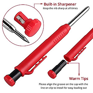 XUNTOP Mechanical Carpenter Pencils Set with Center Punch Cost-Effective Package can Meet Different Needs, Widely Use on Construction, Automotive, Glass Window Breaker, and Mark on Wood, Plastic