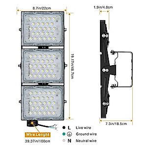 STASUN LED Flood Light Outdoor, 150W 13500lm Outdoor Lighting, 6000K Daylight White, IP66 Waterproof Outside Floodlight Exterior Security Light with 3 Adjustable Heads for Yard, Street, Parking Lot