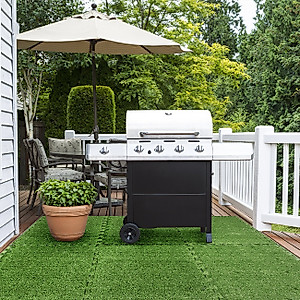 Sorbus Grass Foam Floor Tiles - 12 Interlocking Mats of 24"X24” Total of 48 Sq Ft for Kids Outdoor Toys, Playroom, Deck, Patio, Basement Home Gym - Artificial Carpet Grass Turf Indoor Outdoor Flooring