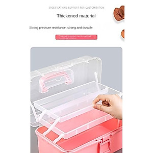 EDNEY 3-Layers Plastic Portable Storage Box,Household Plastic Craft Supply Box with Handle,Perfect for Home Office (Matcha Green Three Layer Transfer Box)