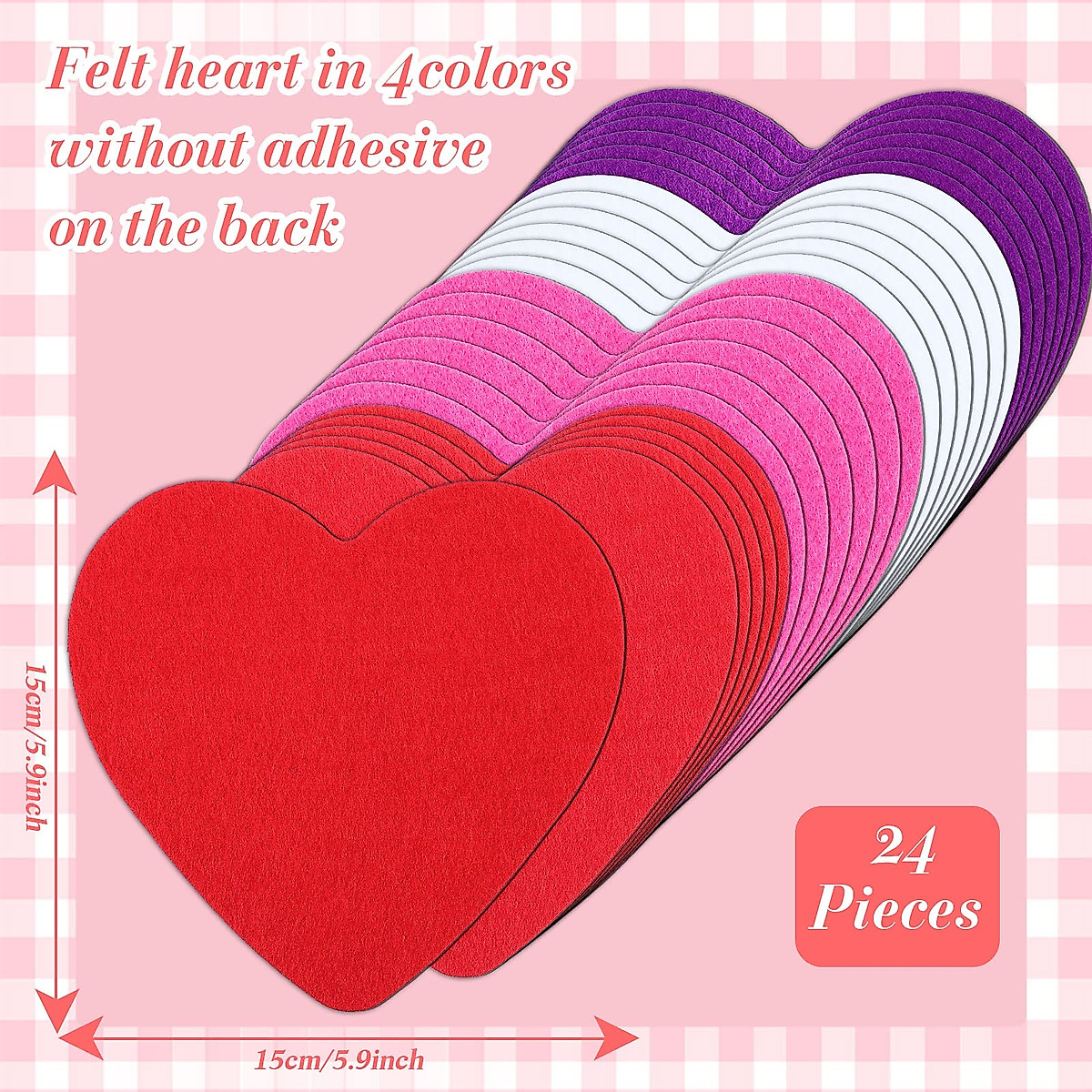 24 Pieces Valentines Felt Hearts DIY Crafts Heart Shape Craft Felt Heart Laser Cutout 300 Pieces Assorted Adhesive Felt Hearts Stickers for Valentine's Day Mother's Day Anniversary Holiday Decorations