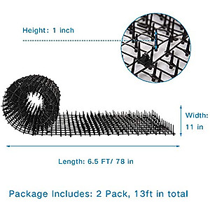OCEANPAX Scat Cat Mat with Spikes Prickle Strips Digging Stopper Pest Repellent Spike Deterrent Mat, 78 inchx11 inch and 13FT