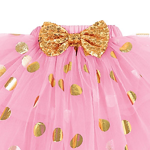 Toddler Baby Girls 1st/2nd/3rd Birthday Outfit Princess Sweet Sassy Crown Headband Tutu Skirt Set Cake Smash Baptism Christening Formal Suit Clothes Set for Photo Shoot Pink-young wild three 3T