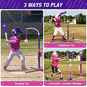 HYES Baseball Set - 3 Ways to Play, Adjustable Height, Easy to Assemble, Safe & Sturdy, Ideal Sport Gift for Kids