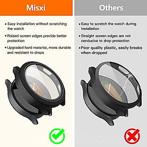 Misxi 2-Pack Hard PC Case with Screen Protector for Samsung Galaxy Watch 5 Galaxy Watch 4 40mm, Ultra-thin Scratch Resistant Cover with Tempered Glass, Black