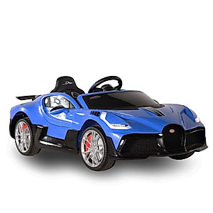 Bugatti Divo - Blue- Dual Motor Electric Power Ride On Car W/Parental Remote, MP3, Aux Cord, Bluetooth, Led Headlights, and Premium Wheels- by First Drive (Blue)