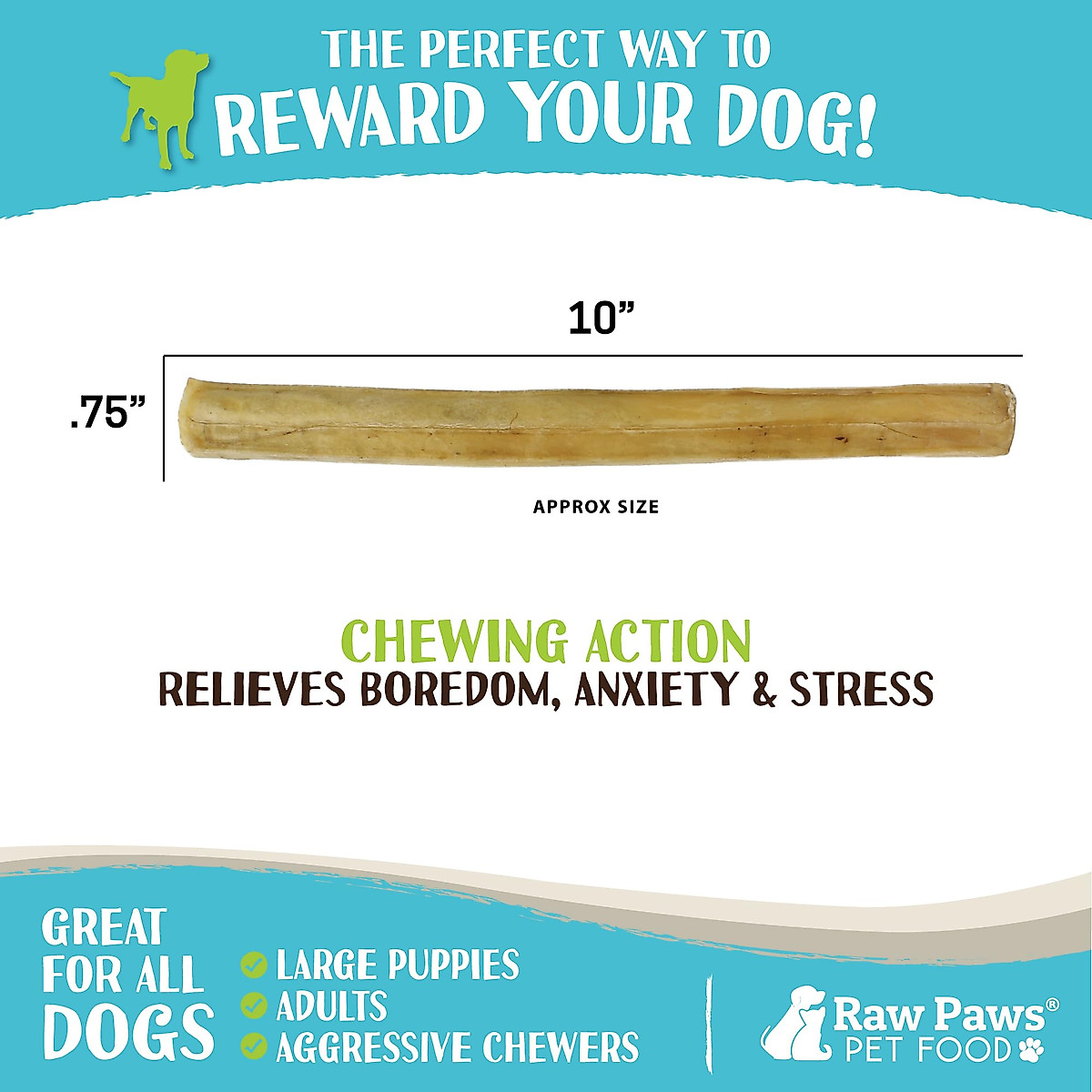 Raw Paws 10-inch Compressed Rawhide Sticks for Dogs, 10-ct - Pressed Rawhide Chews for Large Dogs & Medium Dogs - Safe Hide Rolls - Natural Rawhide Dog Chew Long Lasting for Aggressive Chewers