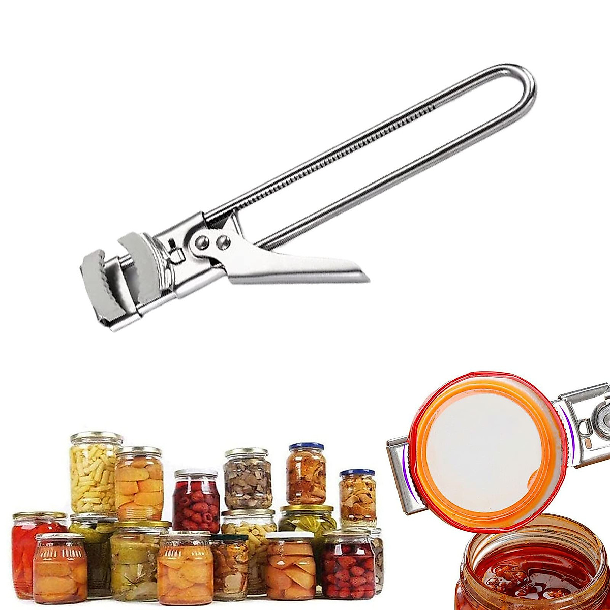 Fullofcarts Jar Opener - Adjustable Multifunctional Stainless Steel Can Opener Jar Lid Gripper - Jar Opener for Weak Hands, Senior Arthritis (1Pcs)