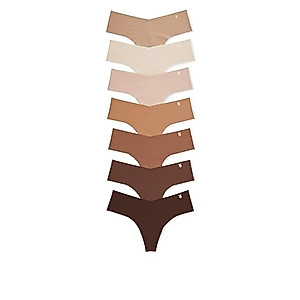 Victoria's Secret Women's No Show Thong Underwear, Panties for Women, Multi Pack, Multicolor Nude (M)