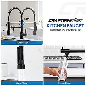 Kitchen Faucets,Craftespirit Kitchen Faucet with Pull Down Sprayer Kitchen Sink Faucet Matte Black Kitchen Faucet with Sprayer