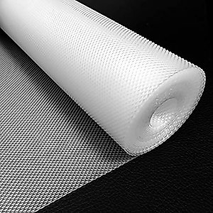 UXTAGR Kitchen Shelf Liner Fridge Liners Drawer Shelf Liner EVA Double Sided Non-Slip Non-Adhesive Anti-Slip Mats for Home Office，Multi-functionLiner Transparent Diamond Pattern（17.7”x 59”）