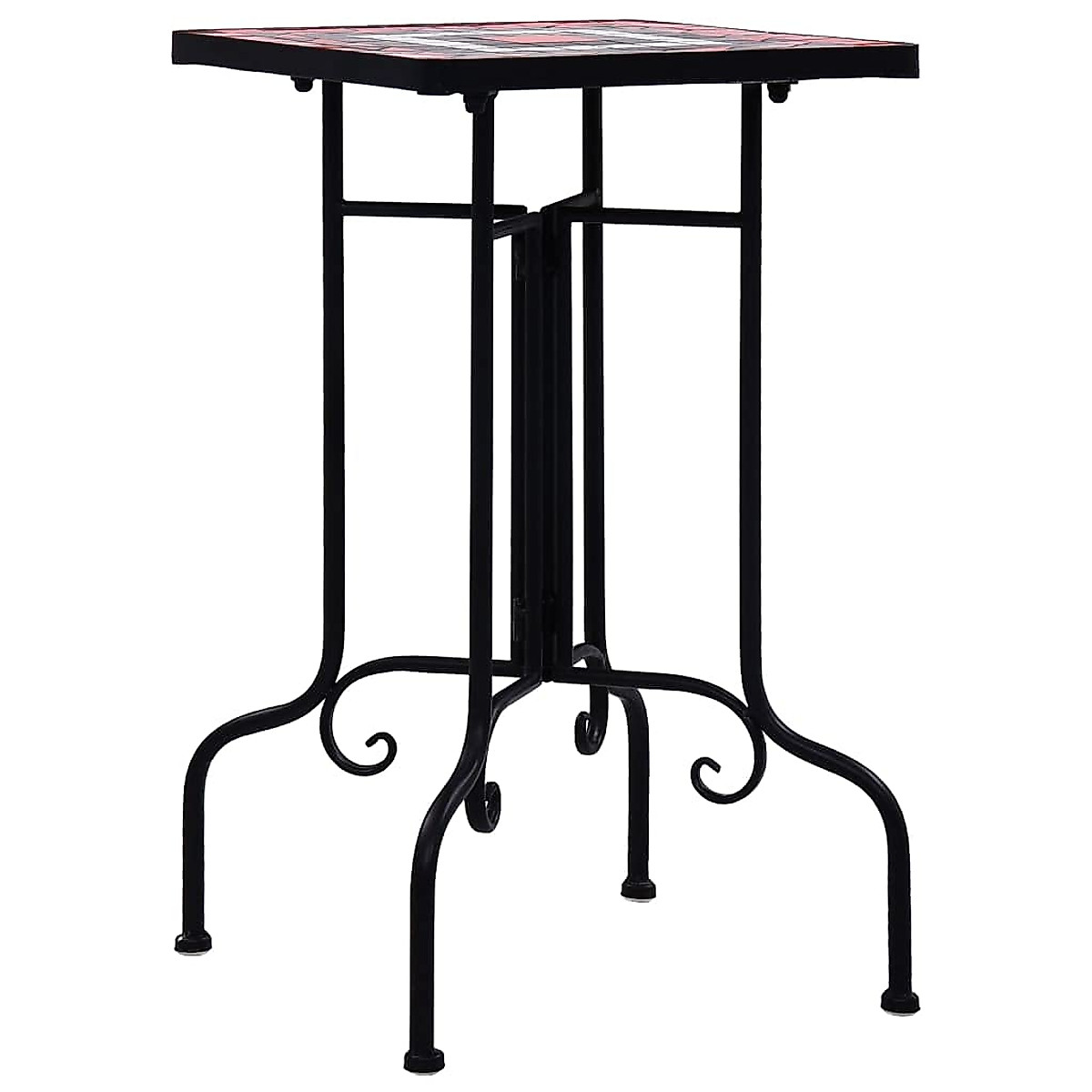 Plant Display Tbale,Outdoor Mosaic Side Table with Ceramic Table Top,Outdoor Accent Table, Outdoor Patio Furniture,Indoor End Table for Patio Garden,Mosaic Side Table (Terracotta and White) Ceramic