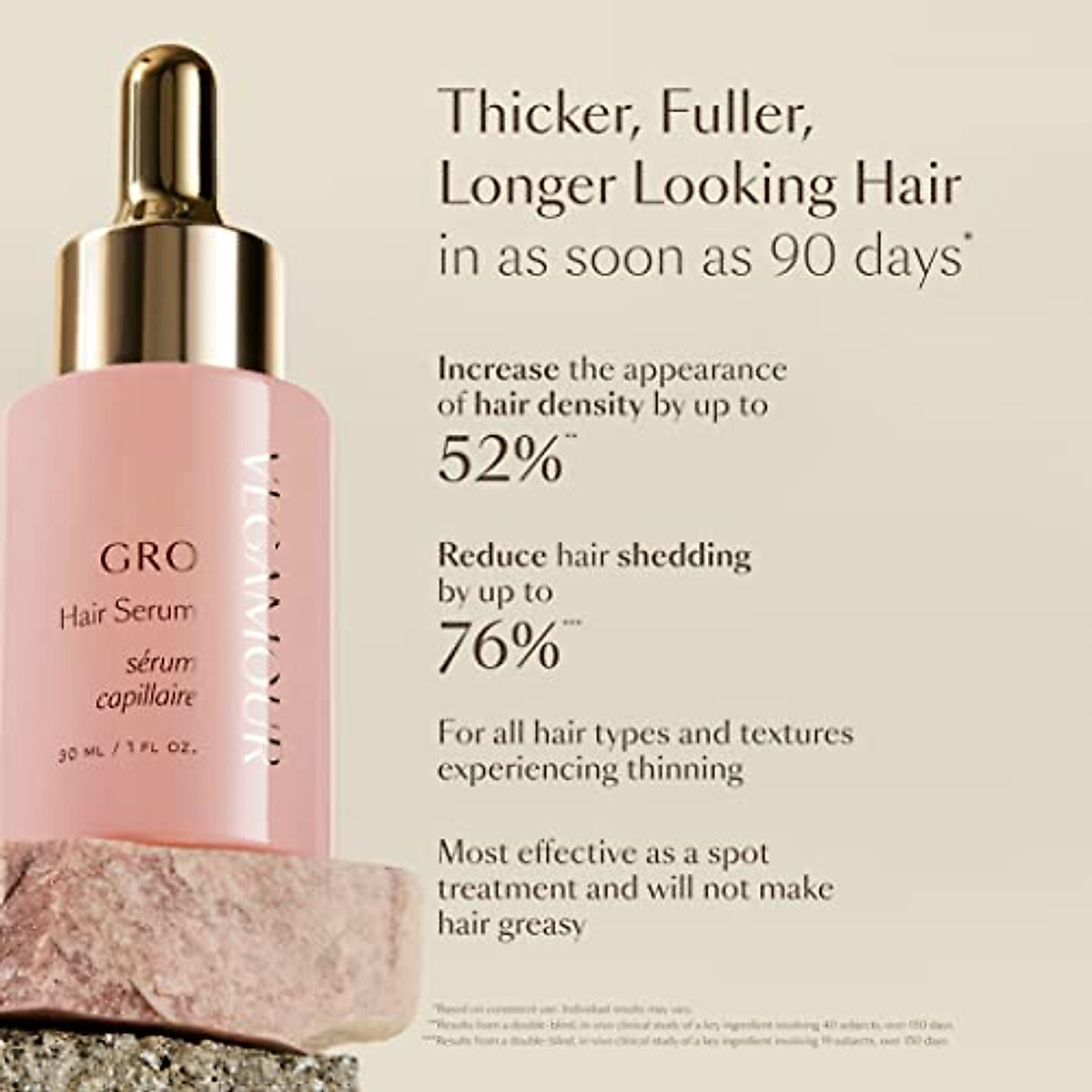 VEGAMOUR GRO Hair Serum for Thicker, Visibly Longer Hair - Vegan Hair Growth Serum Designed for Thinning Hair & Hair Loss