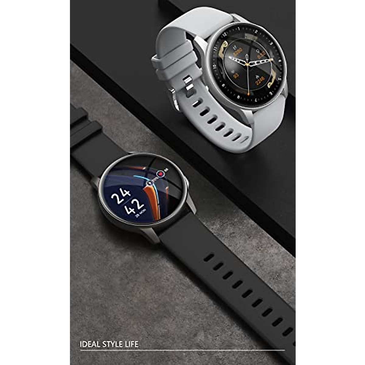 Holiday AMOLED Smartwatch, 1.3" HD Screen Activity Tracker for Fitness and Health with 14 Sports Modes, 3 ATM Waterproof, Monitor SpO2, Heart Rate, Sleep, Stress for Men and Women for Android iOS