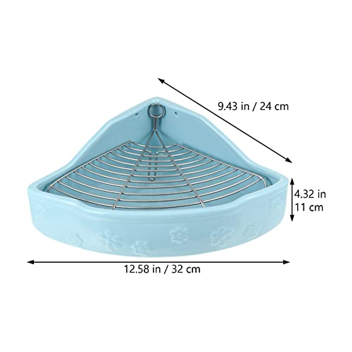VILLCASE Large Rabbit Litter Box, Pet Ceramic Toilet Small Animal Litter Cage Potty Trainer Corner Box Bigger Pets Pan Fanshaped for Adult Guinea Pigs/Chinchilla/Ferret/Galesaur/Bunny (Blue)