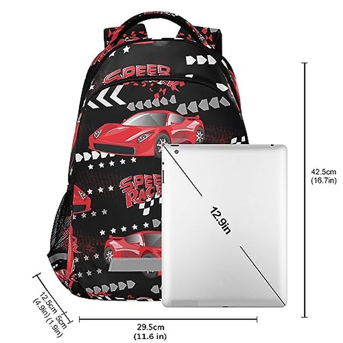 MFTJYO Cars Pattern Grunge Backpack Girls Boys School Book Bag Elementary Schoolbag Kids Bookbag College Travel Laptop Daypack Casual Rucksack with Reflective Strip