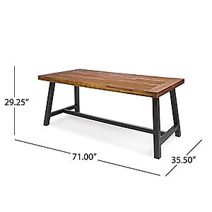 Christopher Knight Home Carlisle Outdoor Dining Table with Iron Legs, Sandblast Finish / Rustic Metal