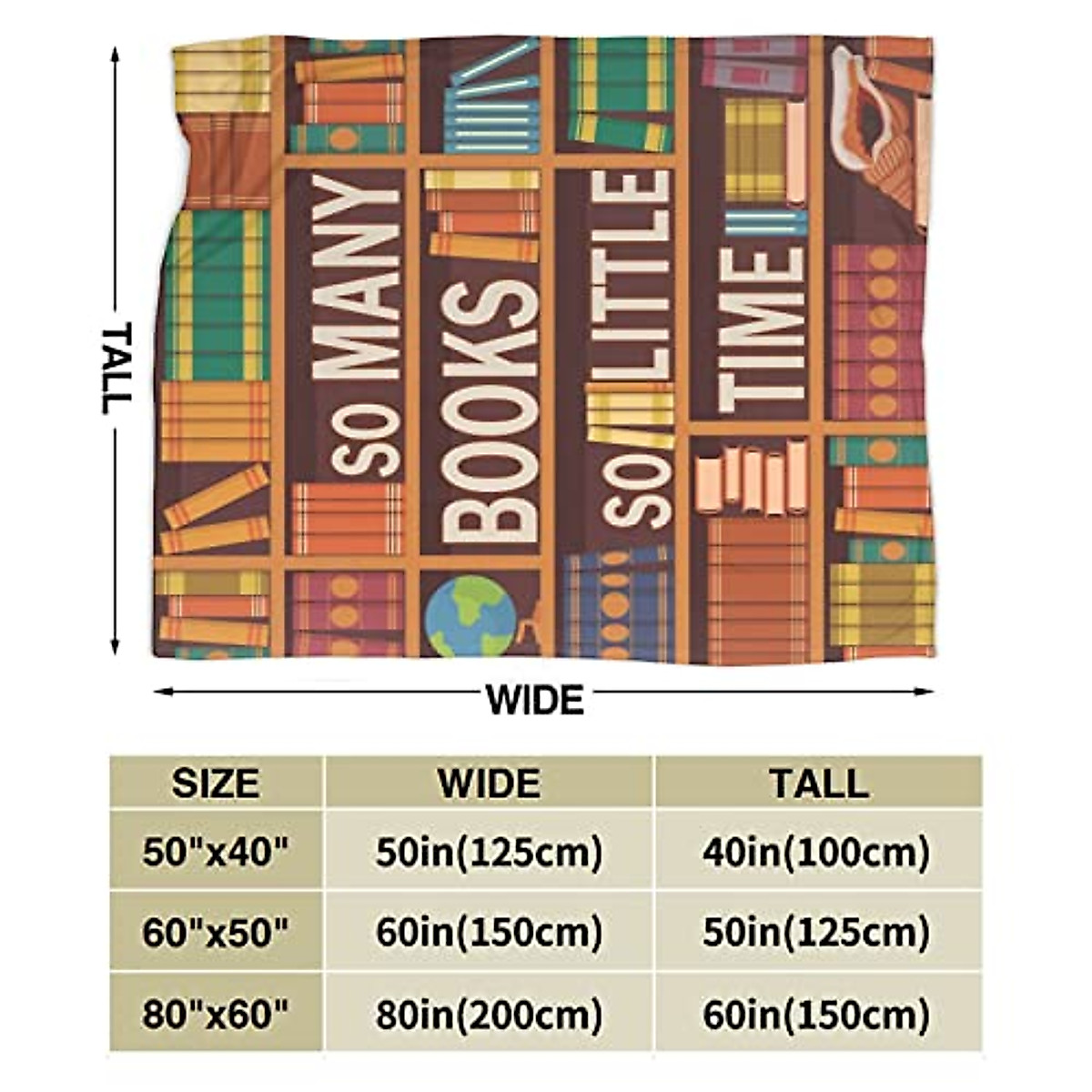 BUUGVIIL Book Lovers Gifts Blanket Reading Gift for Bookish Bookworms Book Lovers Club Librarian Throw Blankets Throws 50*60 in