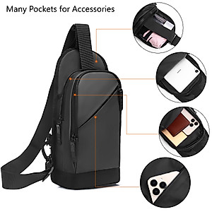 bluaqua Small Sling Crossbody Backpack Shoulder Bag for Men Women, Lightweight One Strap Chest Bag Daypack for Hiking Walking Biking Travel Cycling