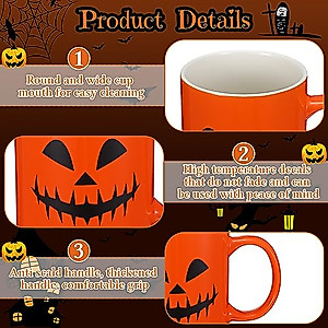 Zhehao 4 Pieces Halloween Mugs 15oz Mug Set Halloween Coffee Mugs with Handle Halloween Ceramic Matching Mugs for Home School Office Table Centerpieces Housewarming Holiday Party Gift (Scary Style)