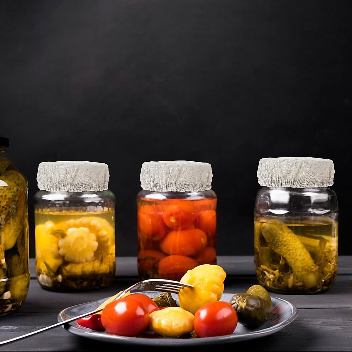 Thinp 5 Pack Sourdough Jar Cover,Sourdough Cover Mason Jar Covers Sourdough Cover Fabric Jar Covers for Sourdough Unbleached Reusable Cloth Covers for Sourdough Starter Jars,Fit Jars Mouth From 3-4"