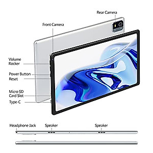 URAO Android Tablet 10 inch Android 12 Tablets Quad Core 64GB 5000mAh Battery Dual Camera 1280x800 HD Display Touchscreen Tablet PC (2022 Release, Silver)