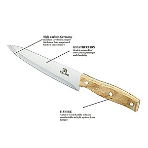 KL KALOO 2PCS Kitchen Knives, 8 inch Chef's Knife and 3.5 inch Paring Knife, Professional Chef Knife with German Stainless Steel Blade and Wooden Handle