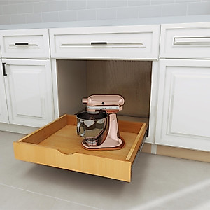 Soft Close Wooden Drawer Box Organizer Fully Assembled Pull Out Under Cabinet Sliding Shelf Base Kitchen Bathroom Vanity Under Sink Pull Out Organizer Drawer | Wood Roll Out Tray (26''W x 22''D)