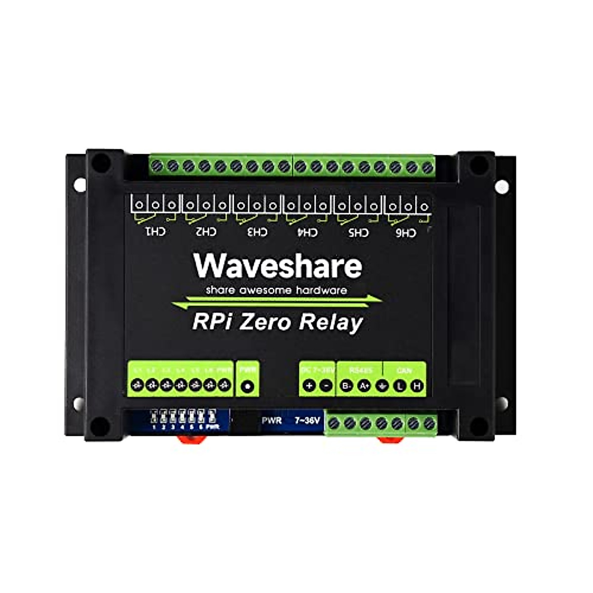 Waveshare Industrial 6-Channel Relay Module for Raspberry Pi Zero WH RS485/CAN Bus Power Supply Isolation Photocoupler Isolation