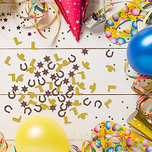 Helewilk Glitter Cowboy Confetti, Western Theme Birthday/Baby Shower/Wedding Party Table Decorations, Wild West Kids Boys Birthday Party Scatters Confetti, Western Cowboy Party DIY Crafts Supplies
