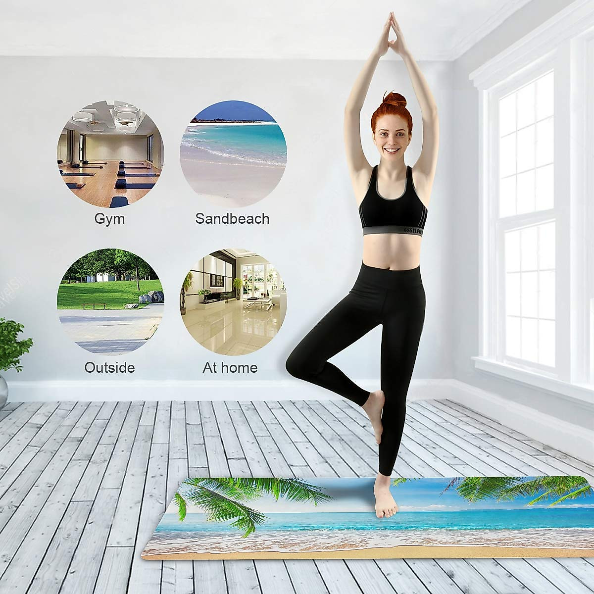 ALAZA Palm Trees Hawaiian Tropical Seashore Beach Yoga Mat Non Slip Fitness Exercise Mat, Workout Mat for Yoga, Pilates and Floor Exercises