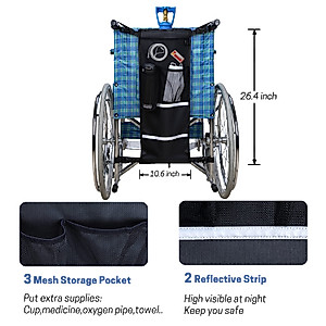 SWISSELITE Oxygen Cylinder Bag,Wheelchair Oxygen Tank Holder with Buckles,Oxygen Tank Carrier Holder for Wheelchair Walker with Mesh Storage Pocket Fits Most Portable Oxygen Tanks