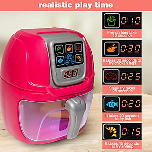Fxfenoxo Toy Air Fryer Play Kitchen Accessories Set for Kids, Toddler Pretend Cooking Toys with Play Foods for 3-5 for Year Old Boys and Girls Gift