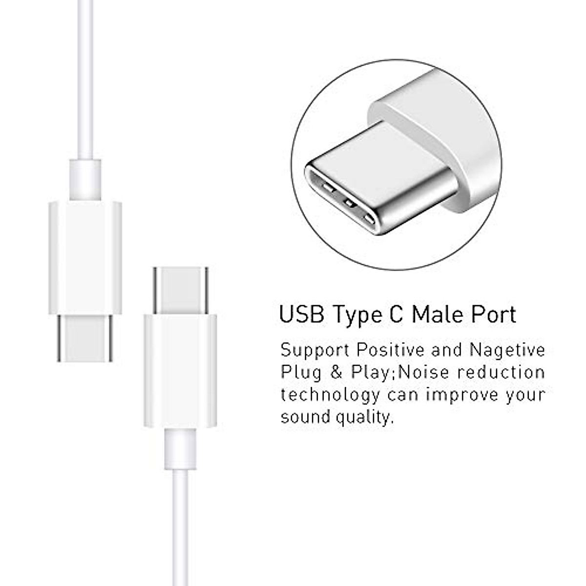 USB Type C Earphones Stereo Digital Wired Headphone with Mic, Compatible with Pixel 2/2XL, Huawei P20 and iPad Pro 2018