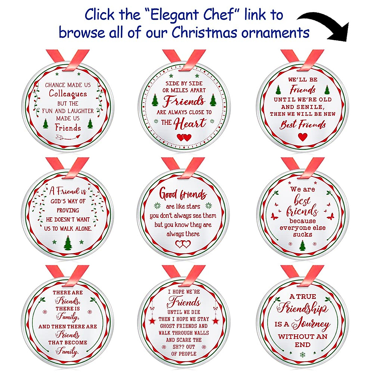 Elegant Chef Family Christmas Ornament Gifts- Side by Side Or Miles Apart Family Will Always be Close at Heart- Long Distance Love Decoration for Xmas Holidays Celebration
