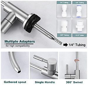 Kitchen Faucet and Water Filter Faucet Combo, WOWOW Stainless Steel Kitchen Sink Faucet with Drinking Water Faucet for Reverse Osmosis or Water Filtration System, Brushed Nickel