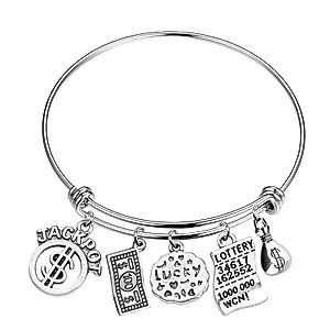 ENSIANTH Gambler Gift Ticket Bracelet Good Luck Jewelry Casino Gift Casino Lover Gift Lottery Bracelet (Lottery Bra)