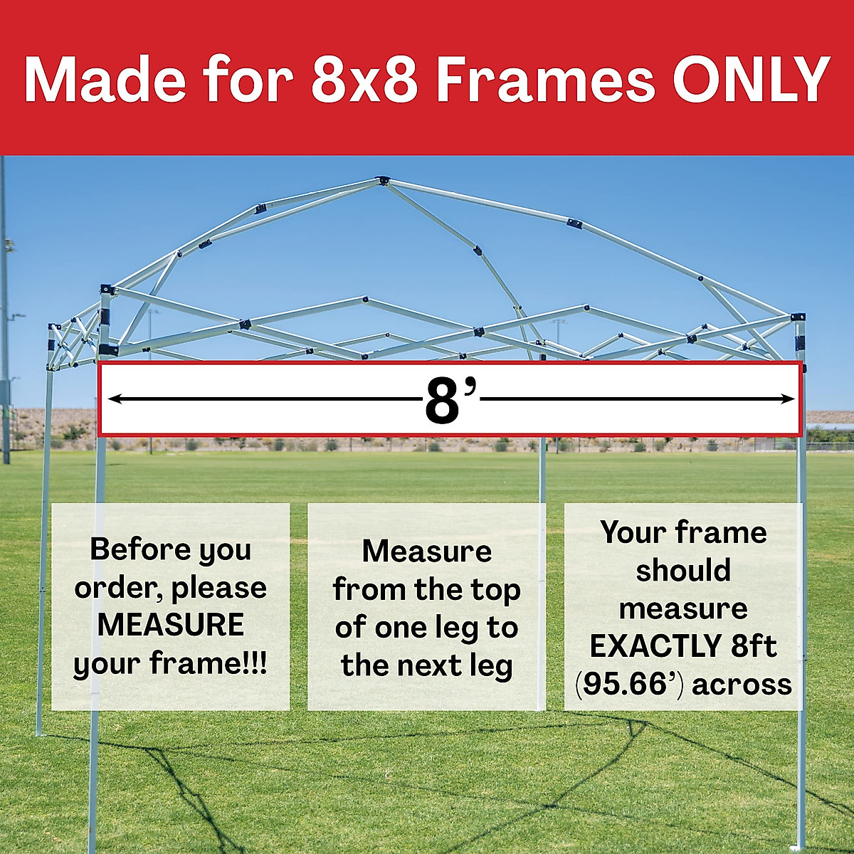 8x8 Pop Up Canopy Top Replacement Cover (Top Only)