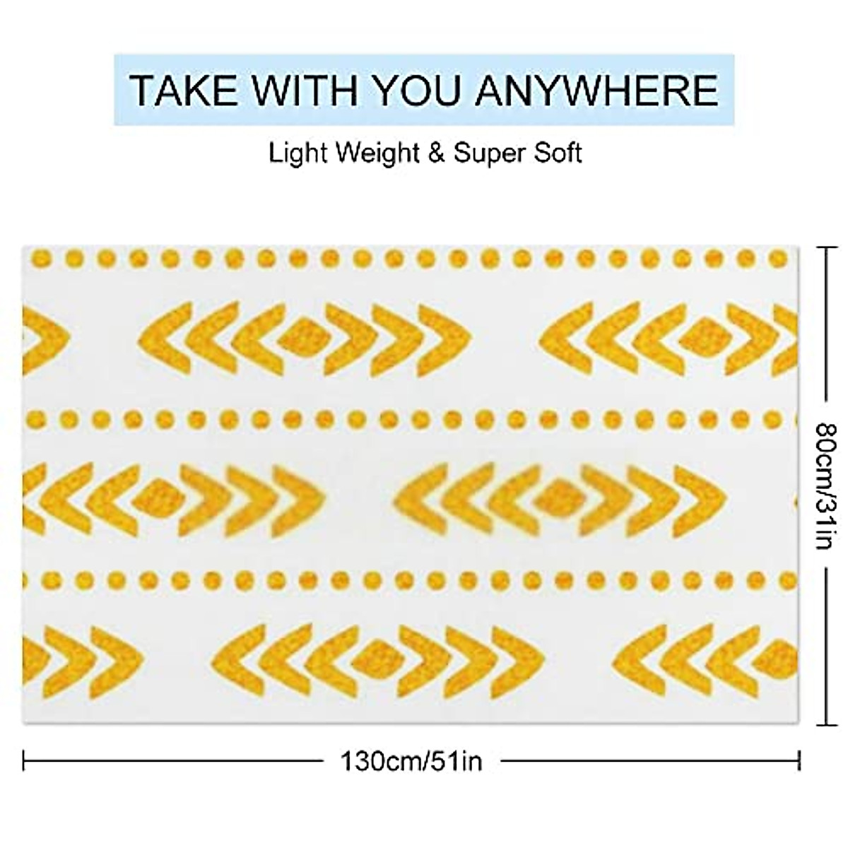 My Little Nest Bath Towels Quick Dry Bathroom Towels Ethnic Golden Arrows Absorbent Shower Towels Soft Hand Towel Wash Cloths for Spa Pool Hotel Gym 31" x 51"