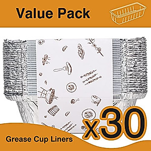 30-Pack Grill Drip Pan Liners Compatible with Napoleon Prestige and Rogue Series, 62007 Replacement Aluminum Grease Pan Liners, 6 x 5 Inch