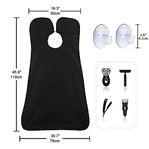 Beard Apron Catcher - Christmas Gifts for Man Beard Trimming Bib, Adjustable Hair Catcher with 3 Suction Cups & A Storage Box Non-Stick Beard Catcher Grooming Cape