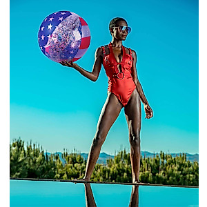 POZA USA Flag Inflatable Pool Float Tube - Sparkle Silver Star Filled American Flag Pool Float for Beach, River, or Lake, Patriotic Inflatable Blow Up Pool Float, 4th of July Pool Party - 36 Inch