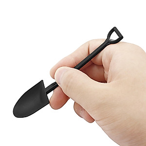 Litoexpe 50 PCS Disposable Mini Ice Cream Dessert Spoon, 4.7 Inches Plastic Taster Spoons for Pudding, Yogurt, Appetizer, Jelly, Cake (Shovel Shape, Colorful)