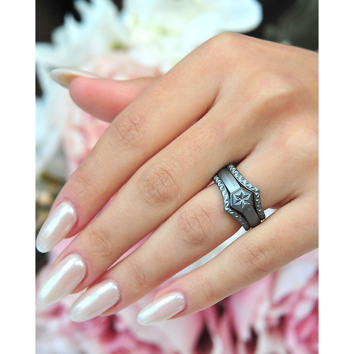 Rinfit Silicone Rings for Women - Silicone Wedding Bands Women - Womens Wedding Ring - Stackable Silicone Rings Women Couture - Patented Design - Silver, Size 6